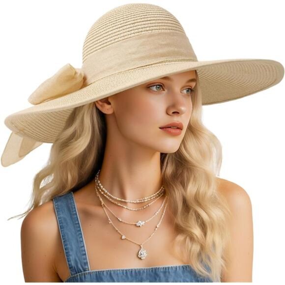 Accessories | Beach Sun Straw Hats For Women Upf 5 Uv Sun Protection ...